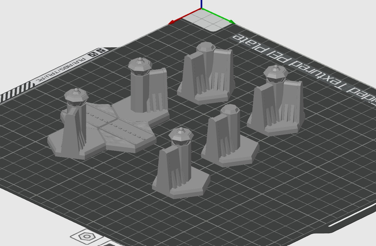 Gate-End Walls-Tower Walls Hex Anti Mech Wall - Tabletop War Game Terr ...